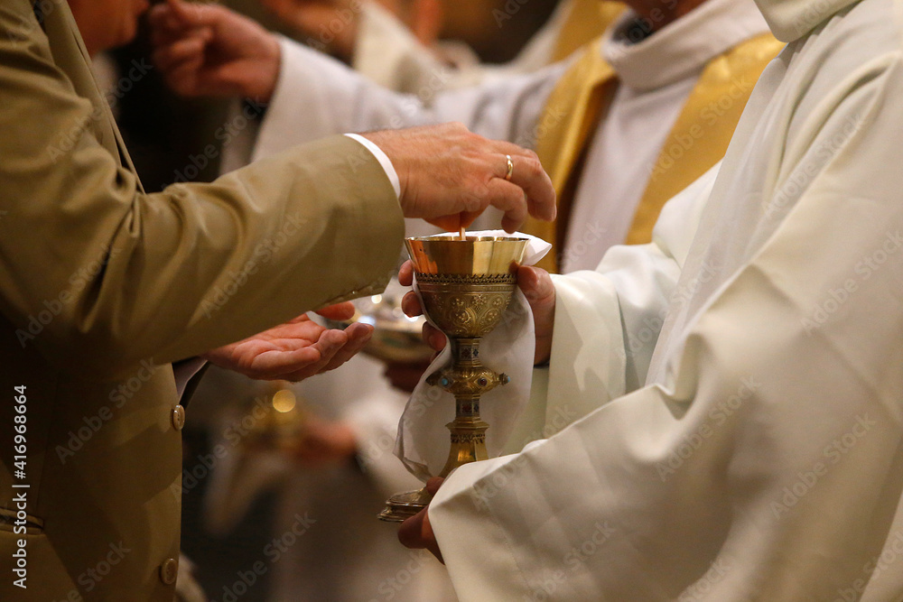 Holy communion in a catholic church. Paris, France. 22.03.2018 Stock ...