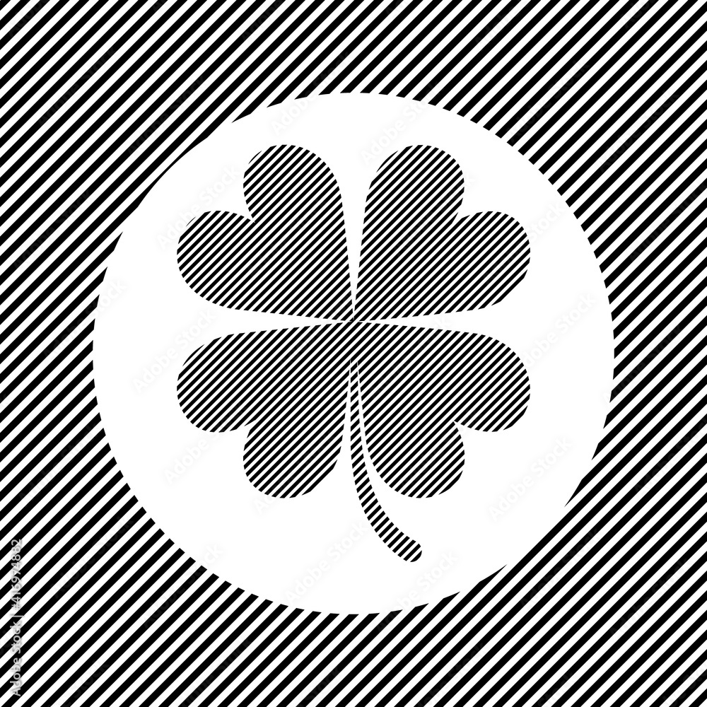 A Large Four leaf Clover Symbol In The Center As A Hatch Of Black Lines 