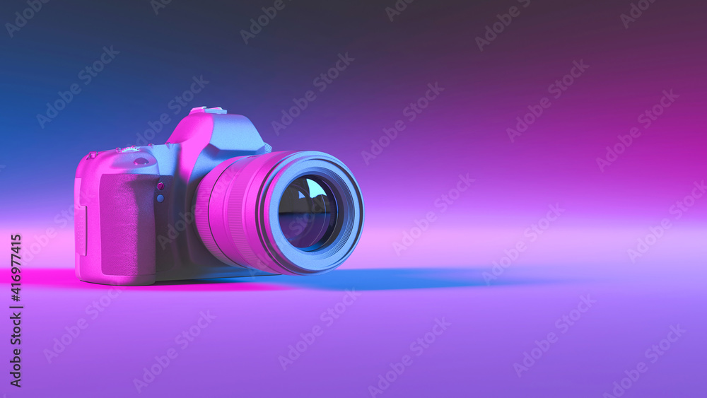 camera in purple neon lighting close up Stock Illustration | Adobe Stock