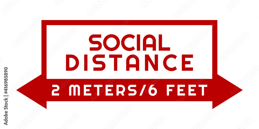Social distance red warning sign for public and working places. Stock ...