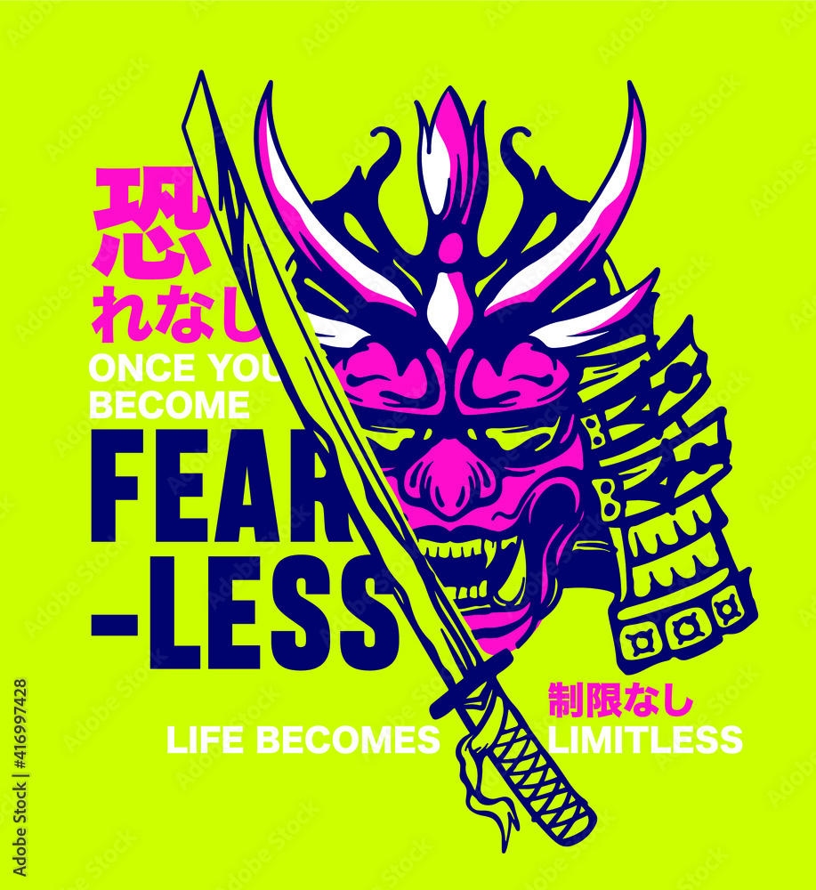 Once You Become Fearless Life Becomes Limitless Slogan print design ...