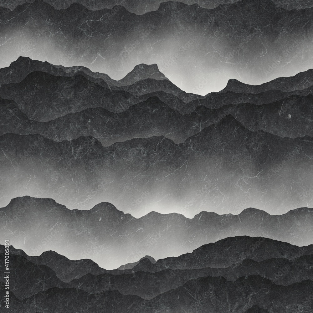 Seamless gray mountains fading into fog. High quality illustration ...