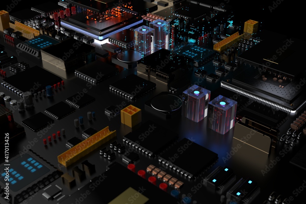 A processor chip on a motherboard is a printed circuit board with ...