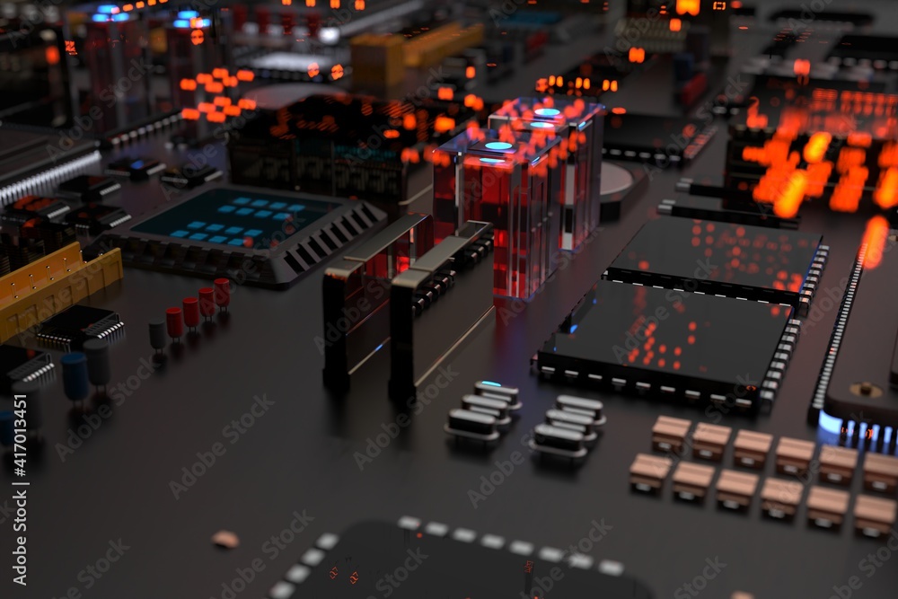 A processor chip on a motherboard is a printed circuit board with ...