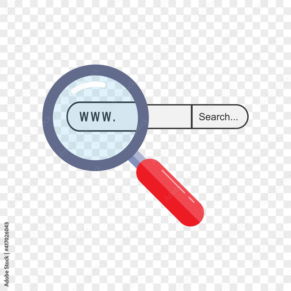 Magnifier and web search bar symbol. Isolated vector illustration on ...
