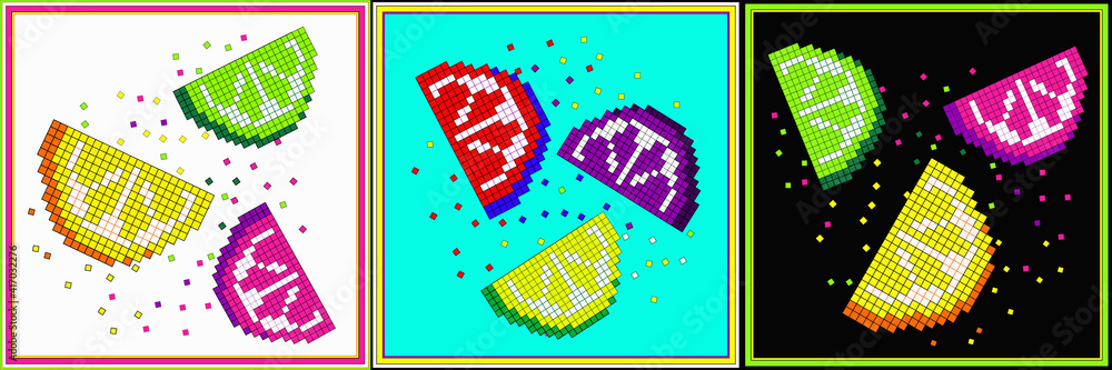 Pixel lemon. Comics and pop-art Stock Vector | Adobe Stock