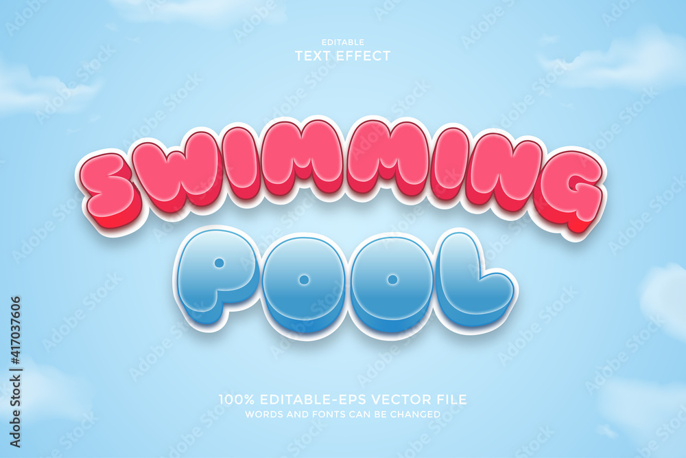Bubble Swimming Pool Text Effect. Editable text, effect, font, and easy ...