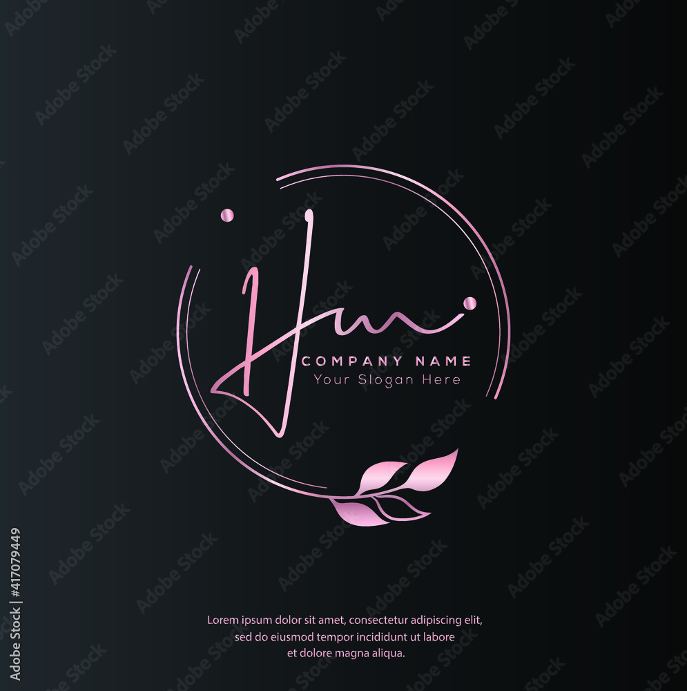 H MHM H W HW Initial letter handwriting and signature logo. Beauty ...