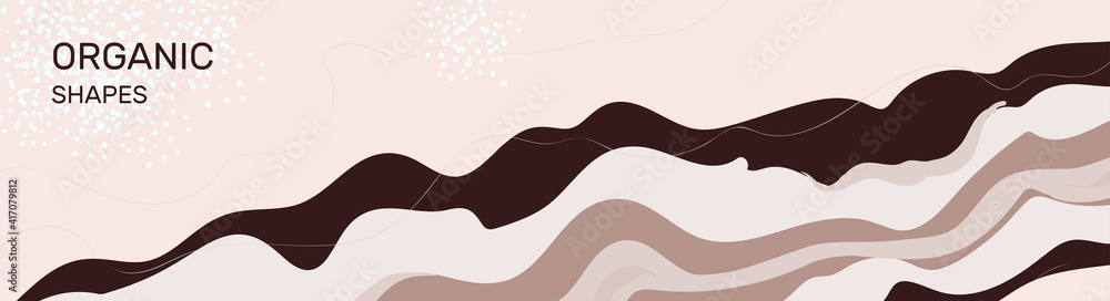 Modern abstract banner in pastel colors with organic shapes, lines and ...