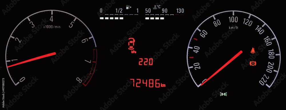 TPMS (Tyre Pressure Monitoring System) display on car dashboard ...