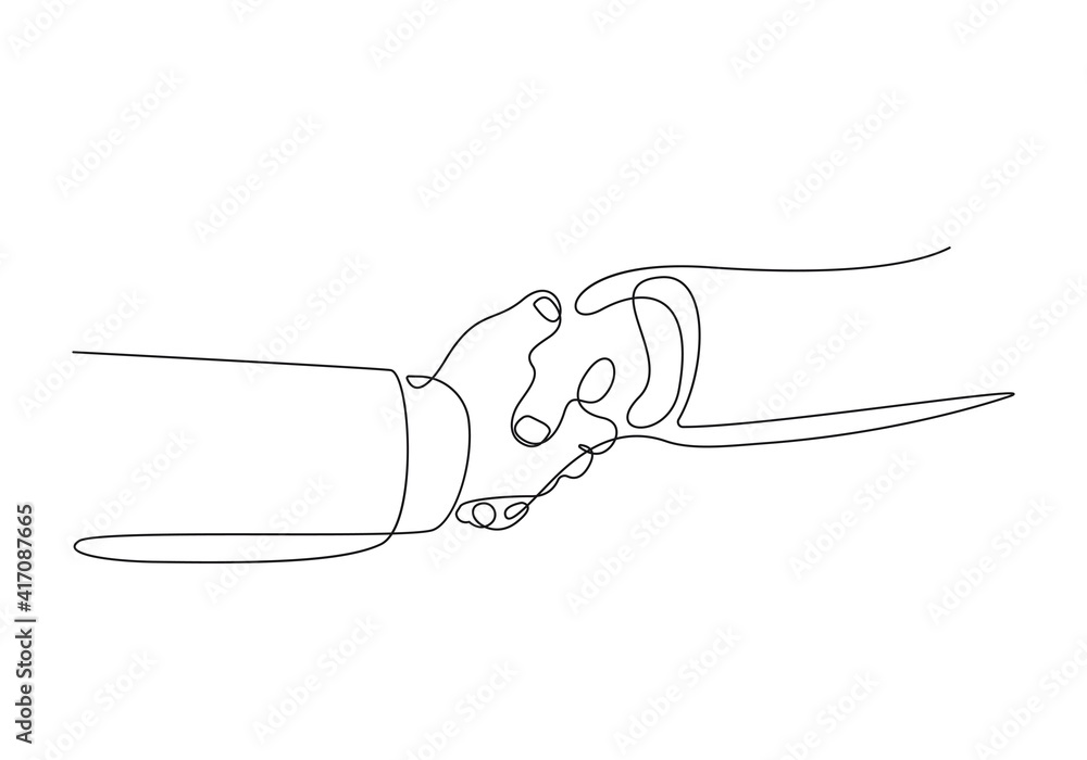 Handshake of Business Partners Line Art Drawing. Business Concept ...
