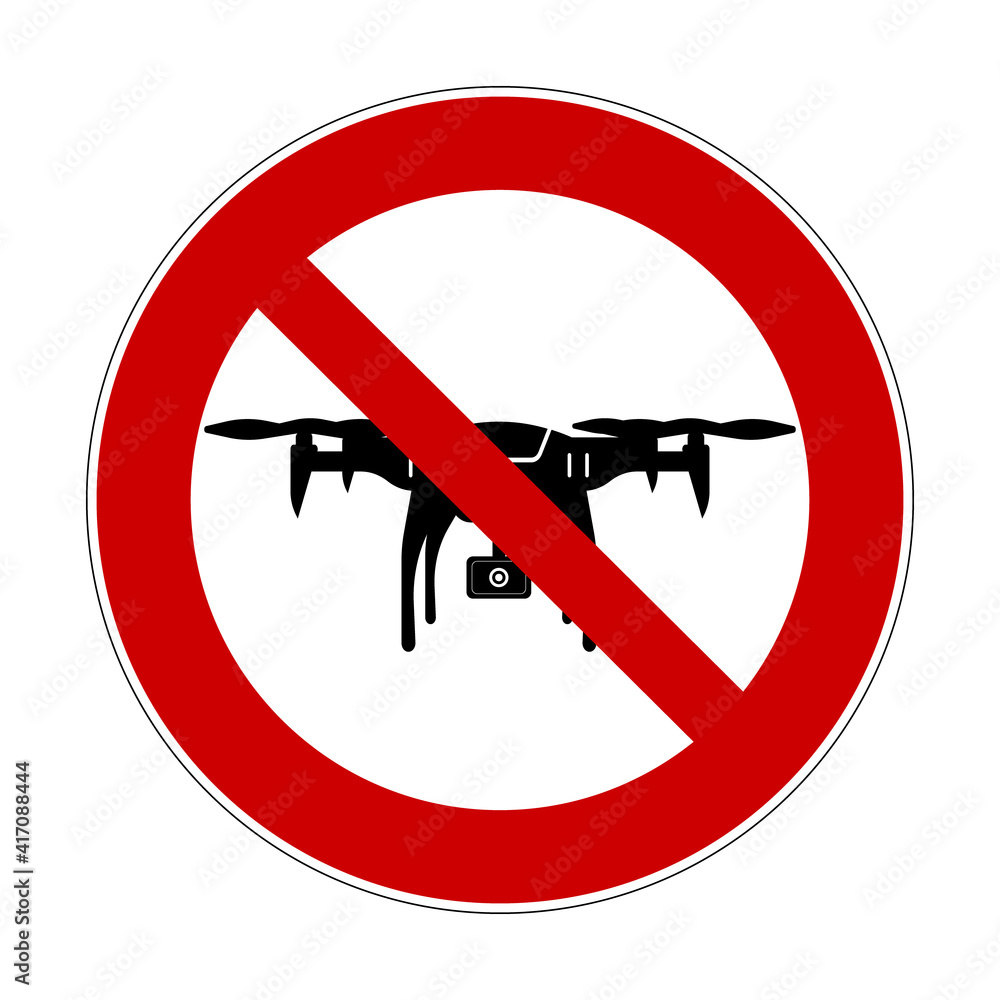 No drone zone sign. Vector illustration of no drones prohibition sign ...