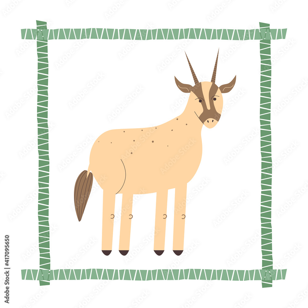 Cute antelope on a white background. Vector illustration in cartoon ...