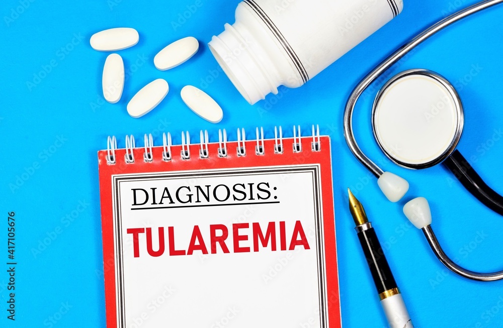 Tularemia. The inscription of the text of the diagnosis on the form in ...