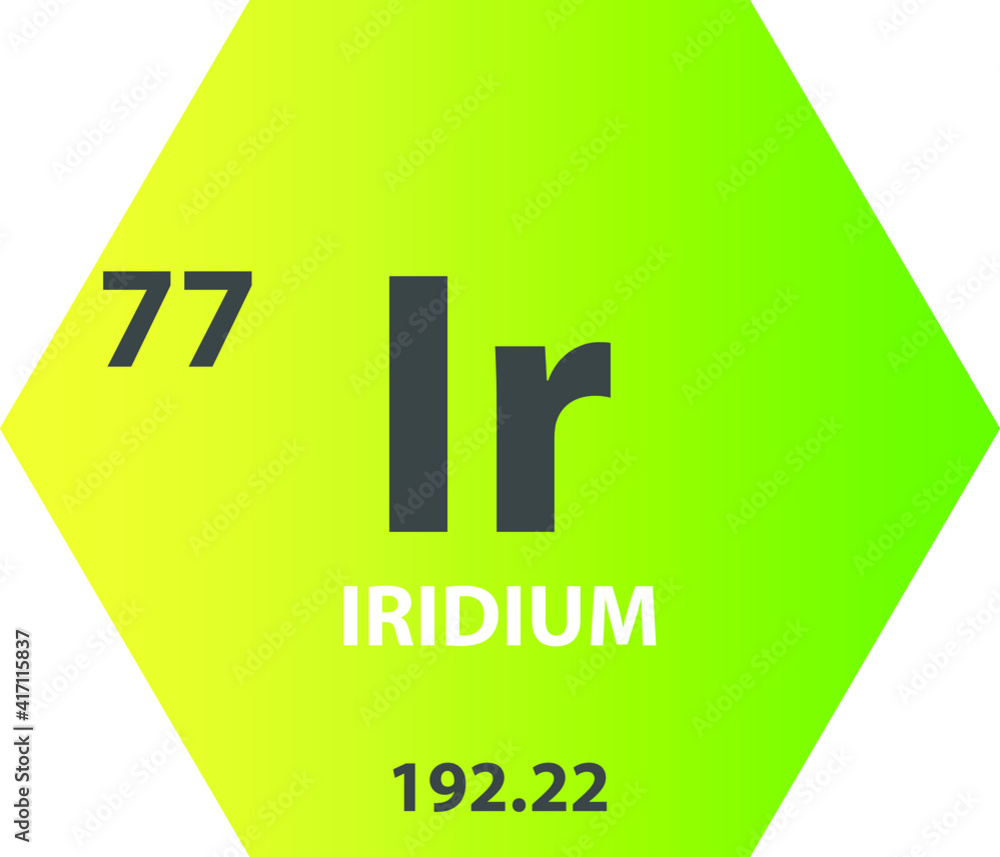 Ir Iridium Transition metal Chemical Element vector illustration ...