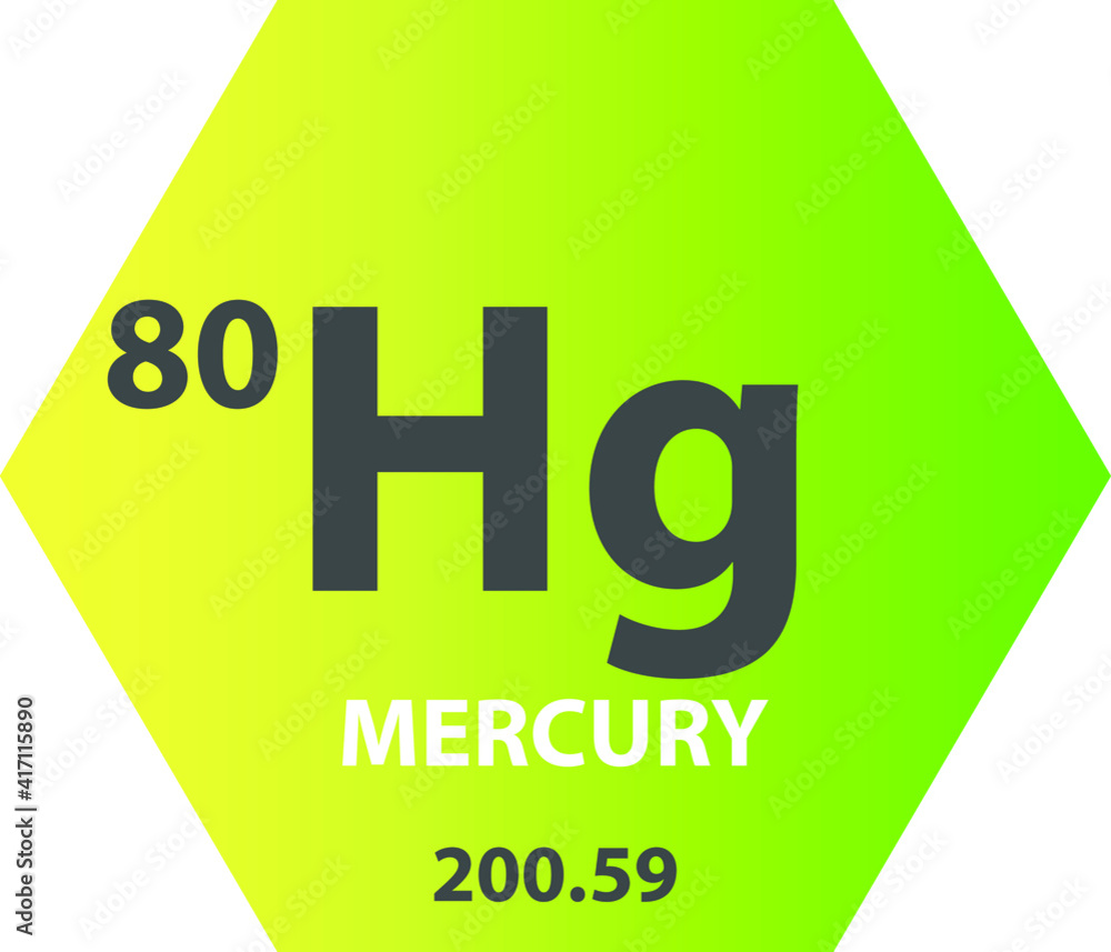 Hg Mercury Transition metal Chemical Element vector illustration ...