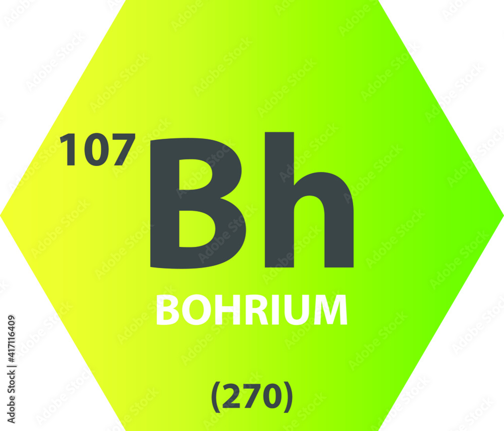 Bh Bohrium Transition metal Chemical Element vector illustration ...
