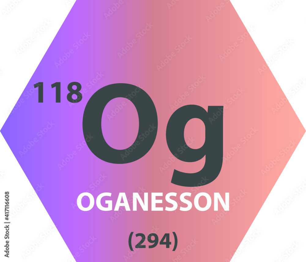 Og Oganesson Chemical Element vector illustration diagram, with atomic ...