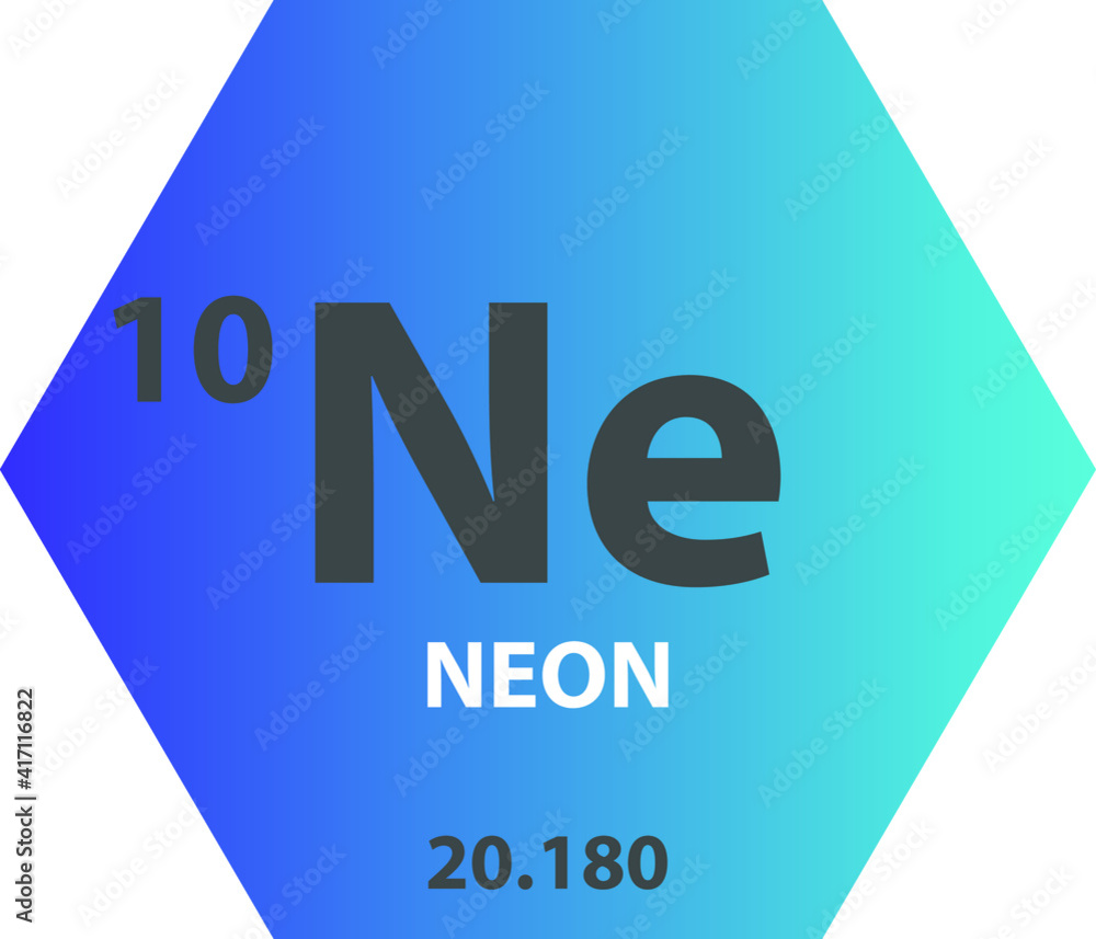 Ne Neon Noble gas Chemical Element vector illustration diagram, with ...