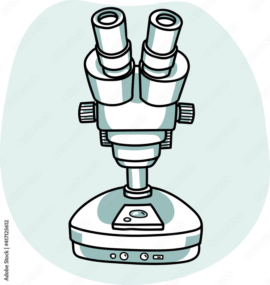 Hand drawn vector illustration of a microscope. Cute modern microscop ...