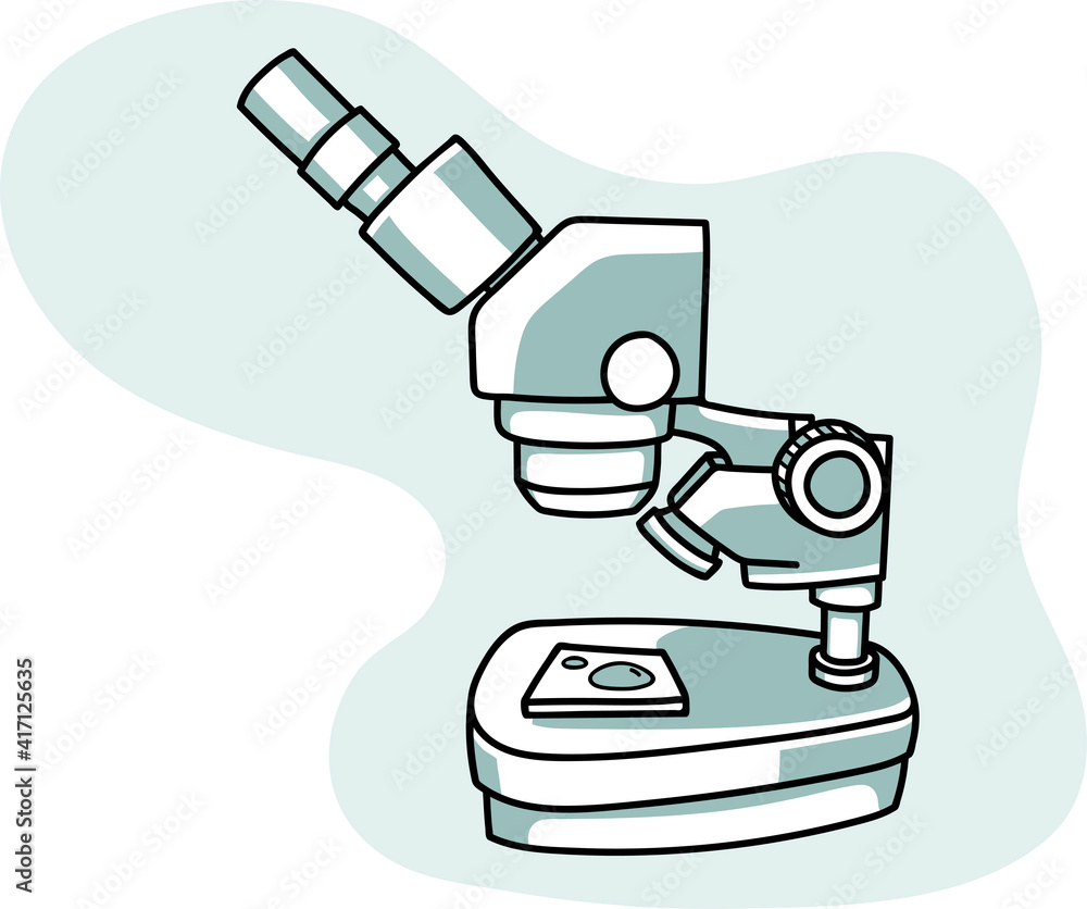 Hand drawn vector illustration of a microscope. Cute modern microscop ...