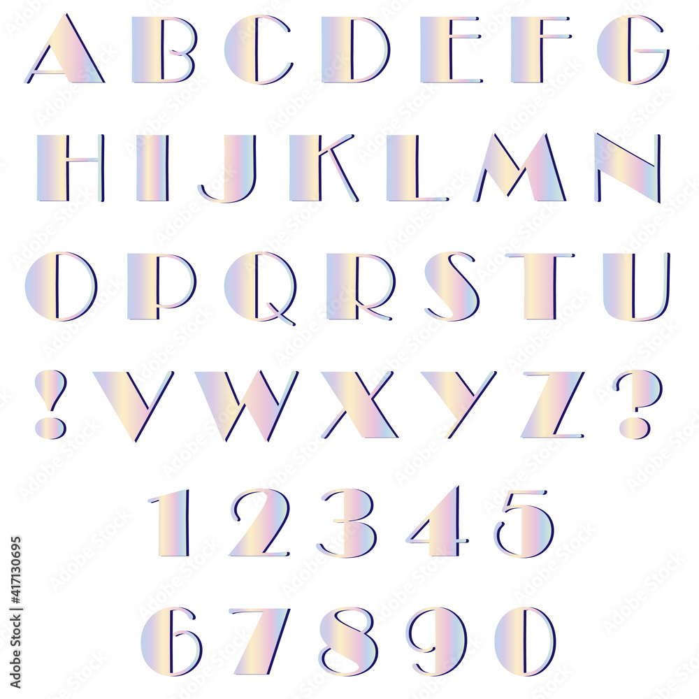 Capital letters of the Latin alphabet, exclamation, question marks and ...