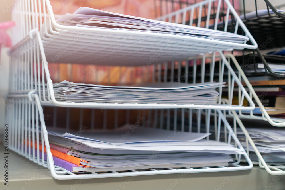 Stack of paper documents information of finance files on commercial ...