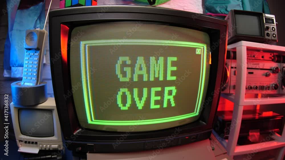 Retro computer screen showing GAME OVER message 80s 90s style vintage ...