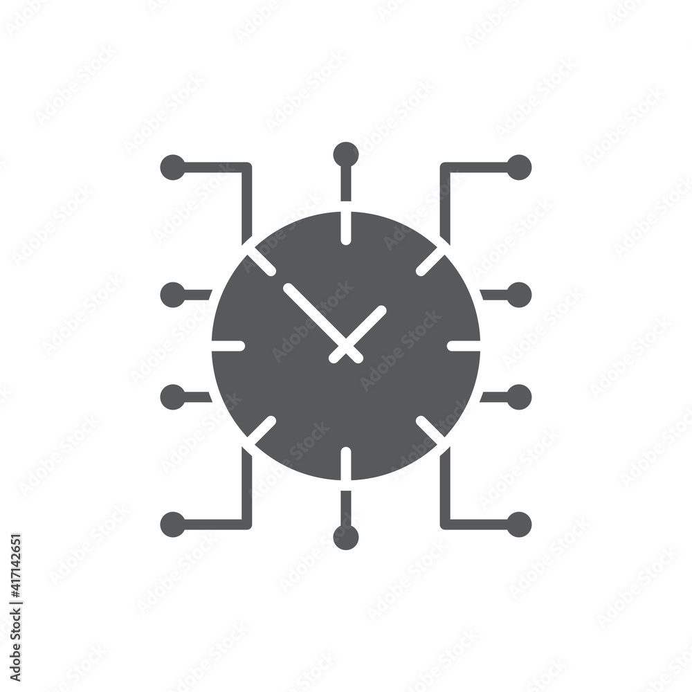 Real time icon, color, line, outline vector sign, linear style ...