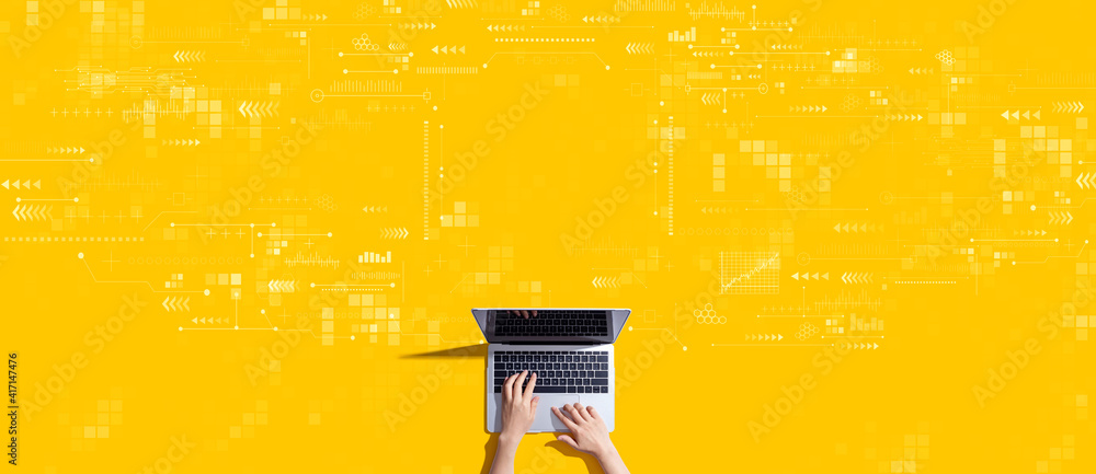 Technology screen with person working with a laptop Stock Photo | Adobe ...
