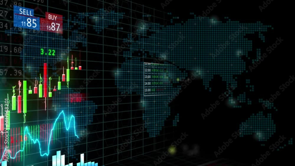 Financial business diagram with charts and stock numbers showing ...