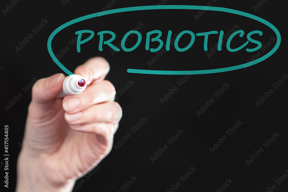 Probiotics bacteria. Man hand draws probiotics logo. Research ...