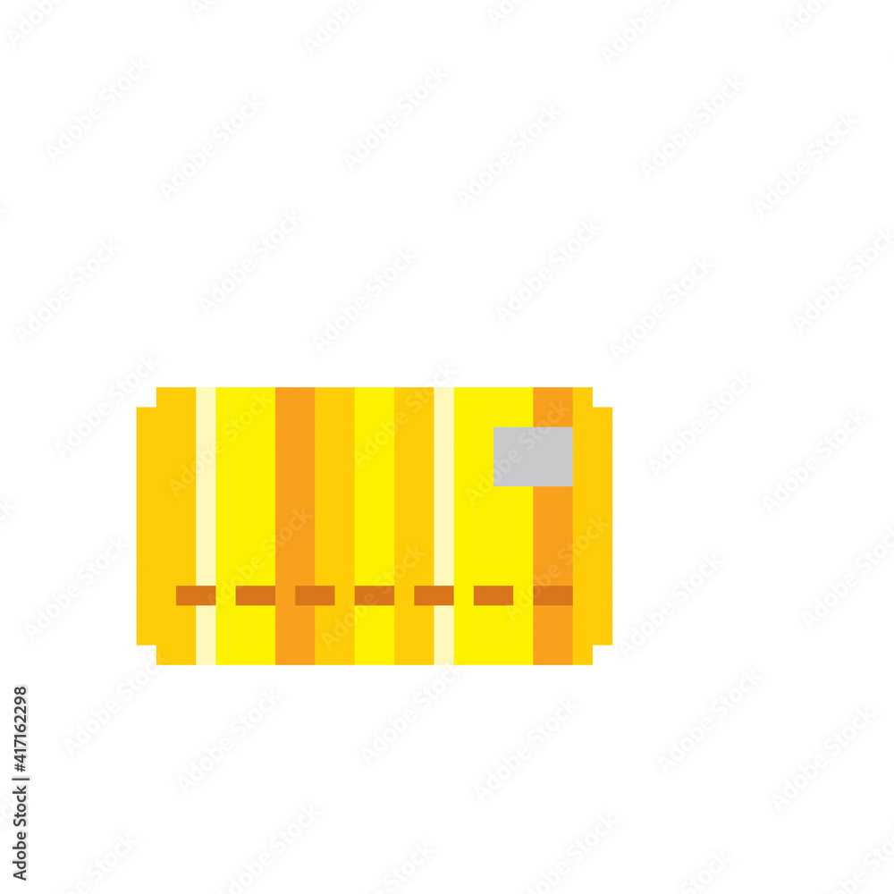 Gold credit card. Pixel art 8-bit style. Isolated vector illustration ...