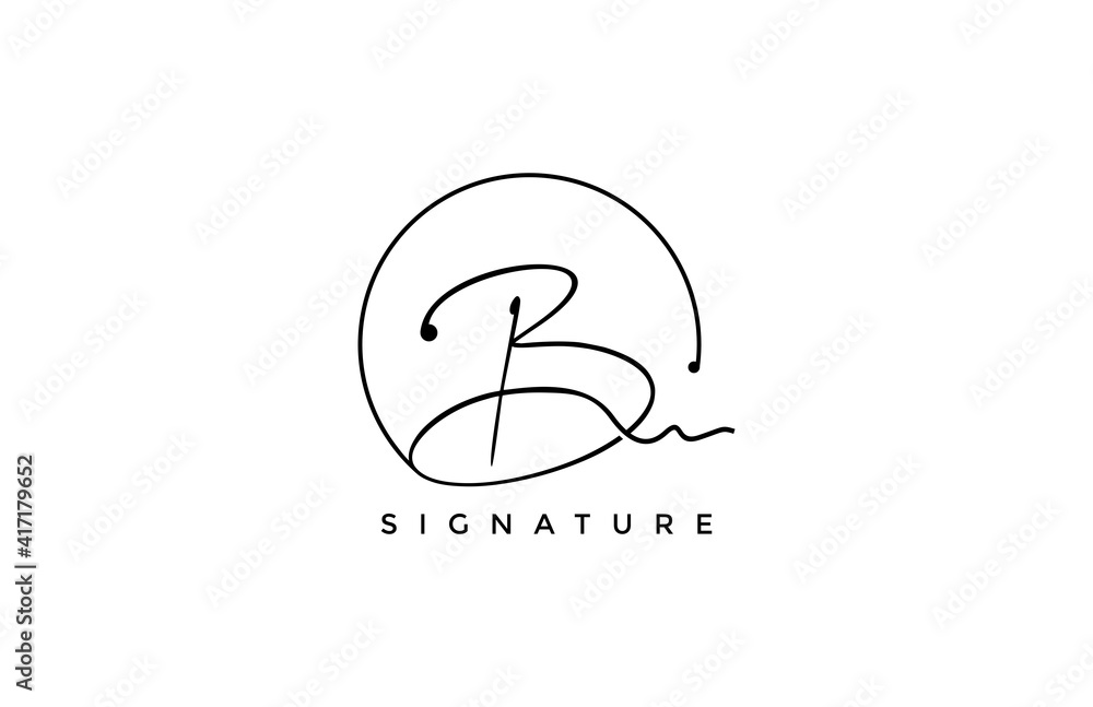 Letter B Signature calligraphic Minimal monogram emblem logo Stock ...