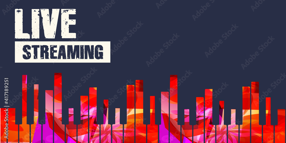 Musical promotional poster background with colorful piano keys vector ...