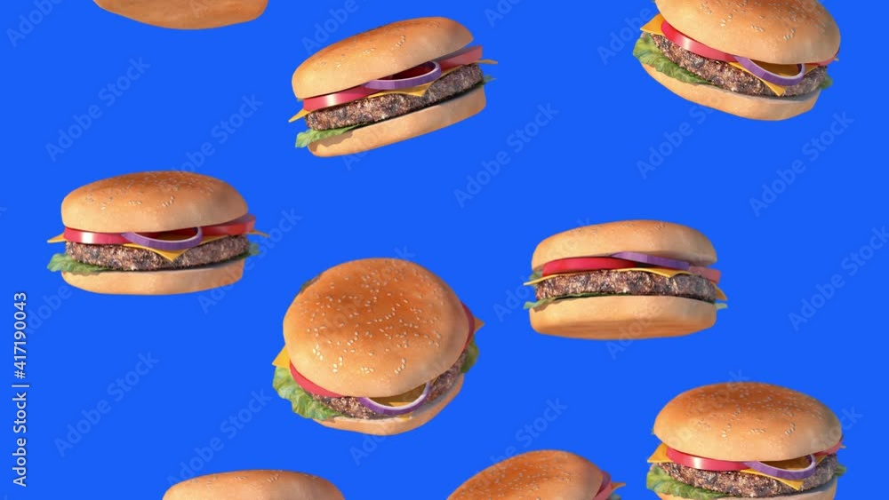 burgers food rain falling, delivery fast food, hamburger falling meat ...