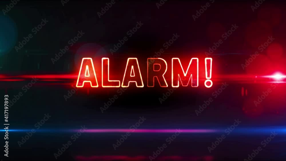 Alarm warning concept, danger and security breach neon loop. Futuristic ...