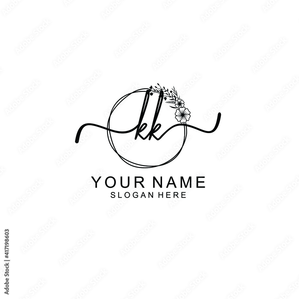 Letter KK Beautiful handwriting logo Stock Vector | Adobe Stock