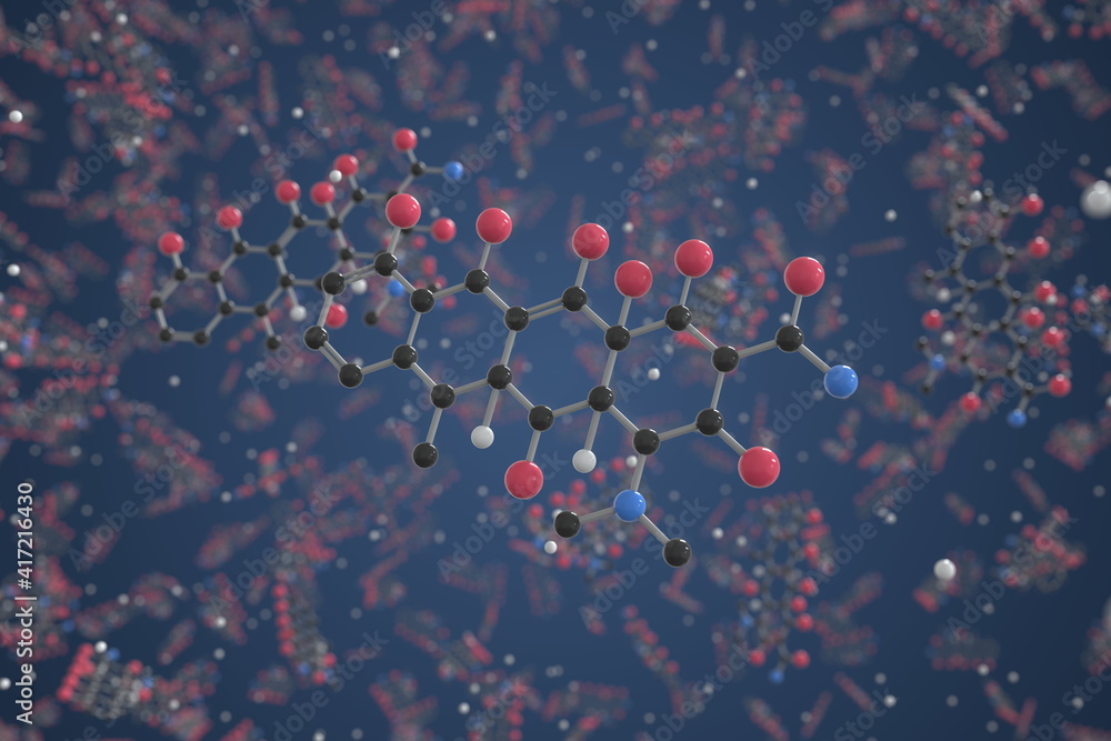 Doxycycline Molecule Ball And Stick Molecular Model Chemistry Related