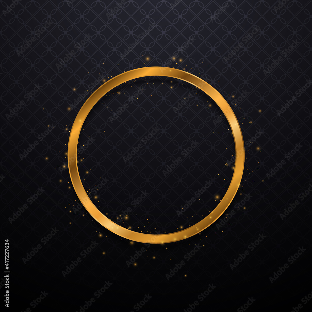 Luxury golden round frame. Gold glitter background. Vector illustration ...