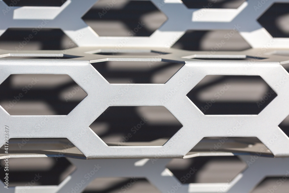 Structure made of metal parts in close up with holes and structure for ...