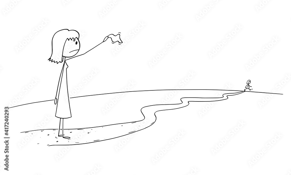 Woman or mother waving with handkerchief saying goodbye to girlfriend ...