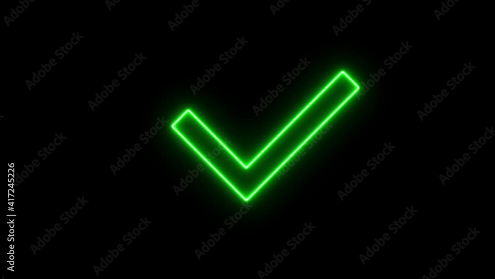 neon green check mark icon on black background. Stock Video | Adobe Stock