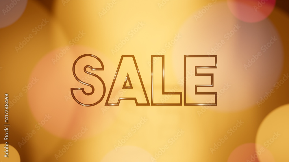 Sale banner for promotion. Text in color varnish brown on a blur ...