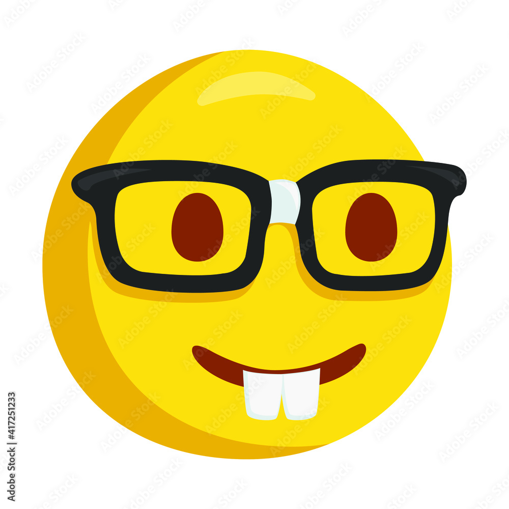 Nerd with Eyeglasses Emoji Icon Illustration. Nerdy Vector Symbol ...