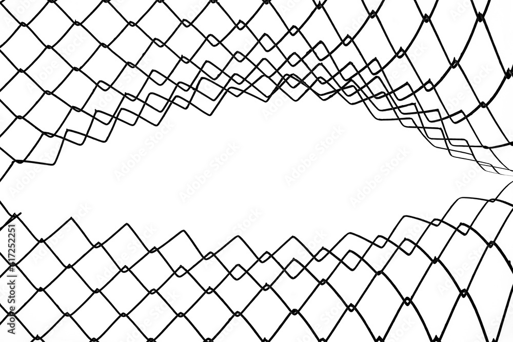 damage wire mesh on white background. Mesh netting with hole isolated ...