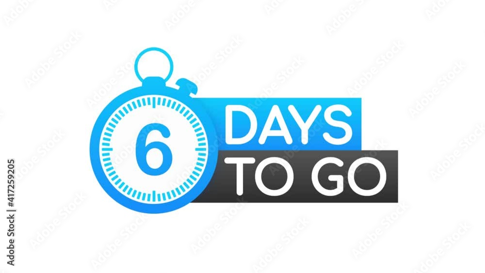 6 Days to go. Countdown timer. Clock icon. Time icon. Count time sale ...