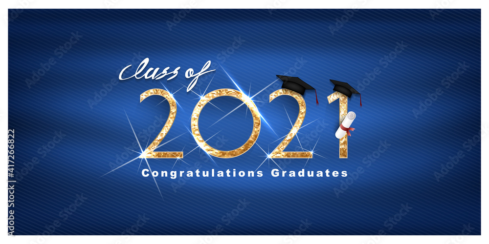 Class of 2021 Vector text for graduation gold design, congratulation ...