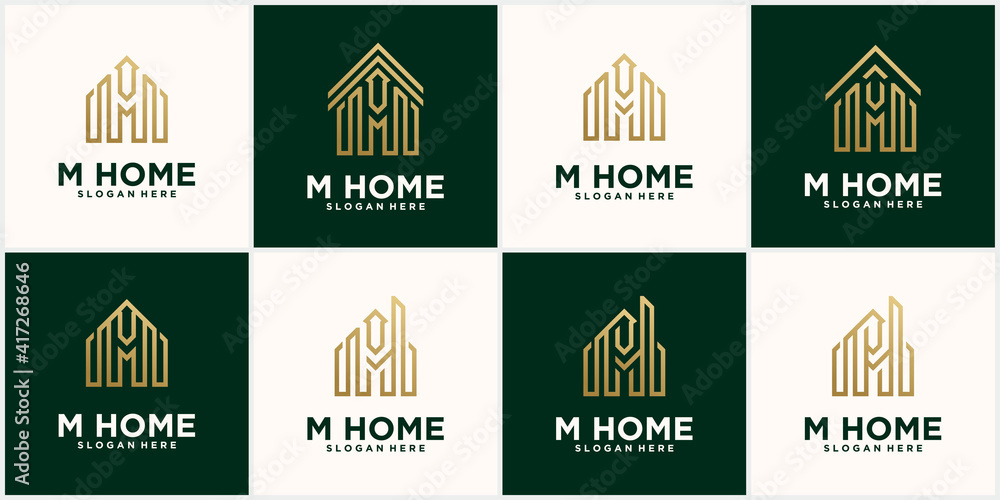 letter M Architect home logo, of architectural design and industrial ...