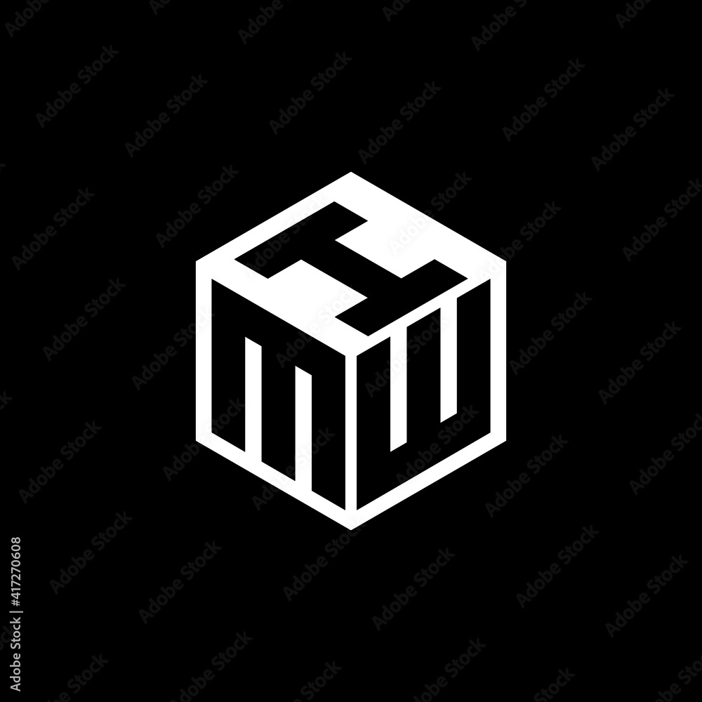 MWI letter logo design with black background in illustrator, cube logo ...